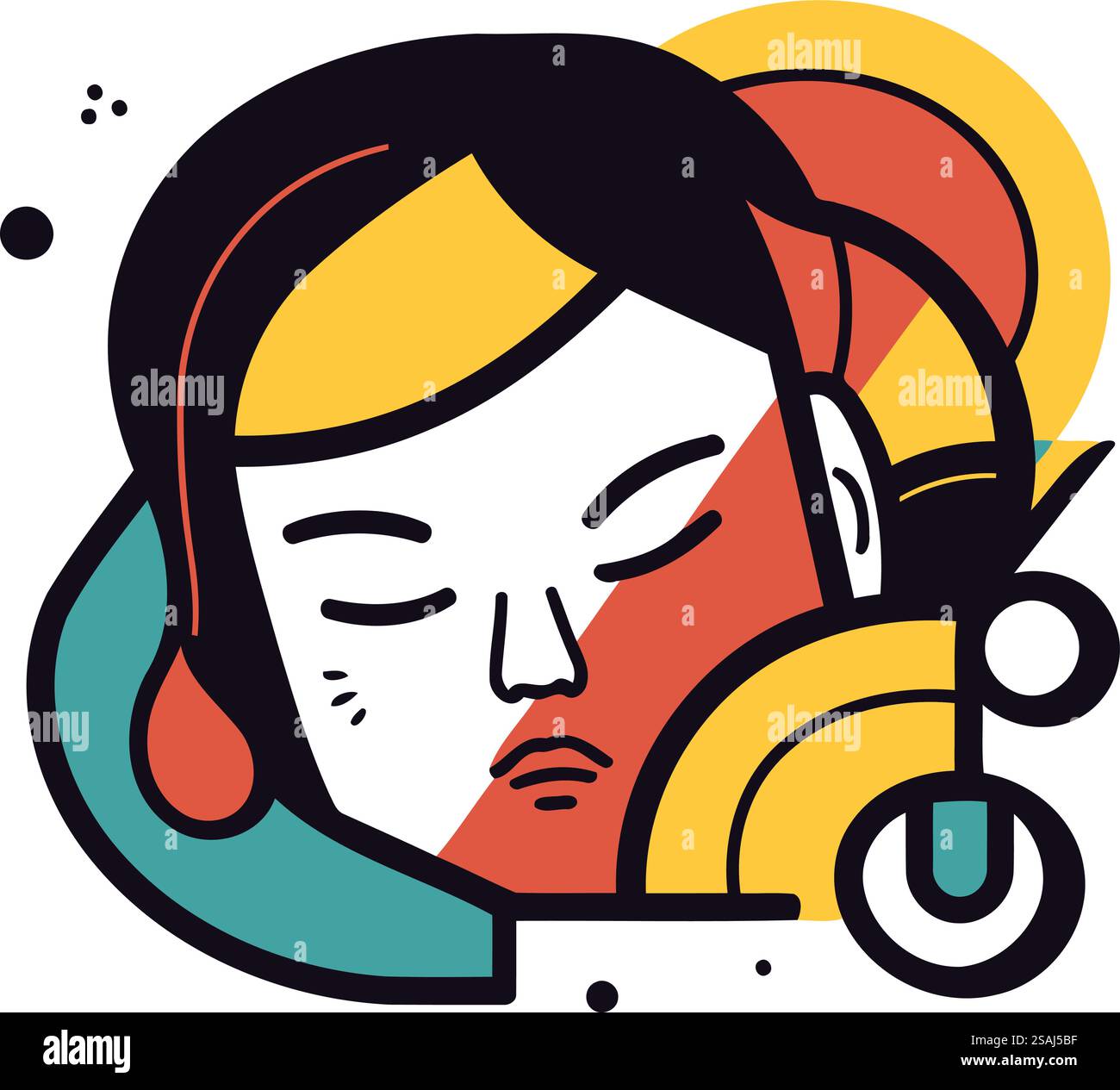 Young man listening earphones Stock Vector Images - Alamy