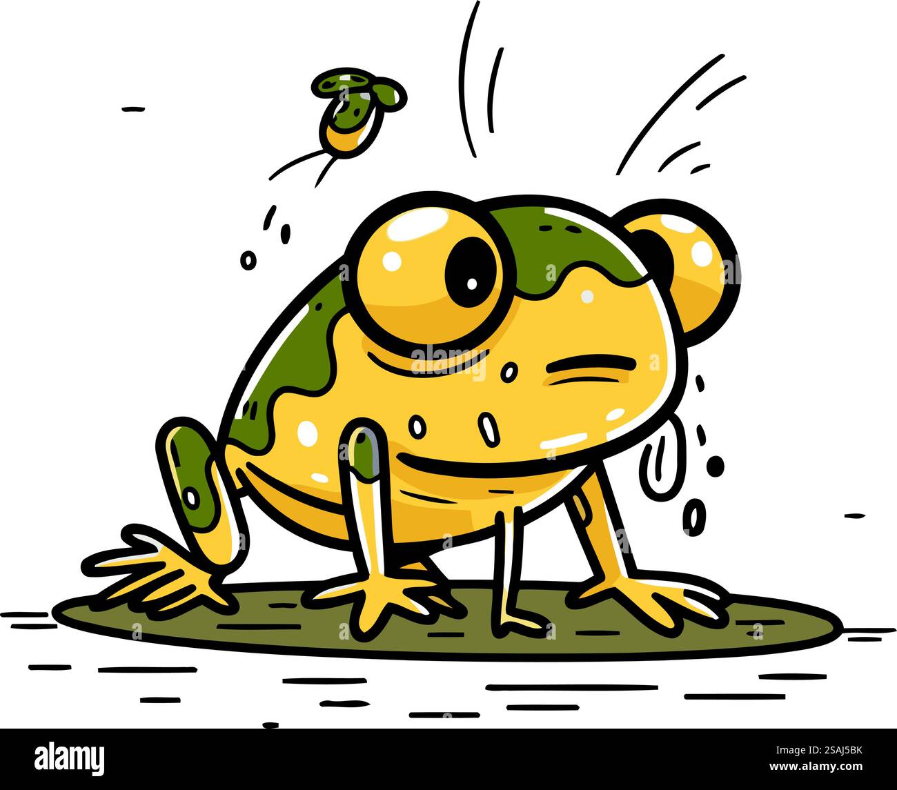Frog with bee. Vector illustration in doodle style Stock Vector Image ...