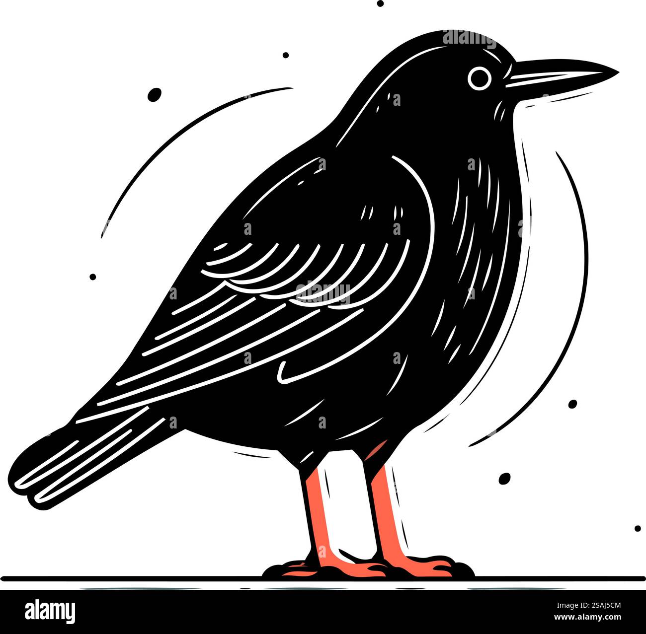 Crow bird vector illustration. Hand drawn doodle style Stock Vector ...