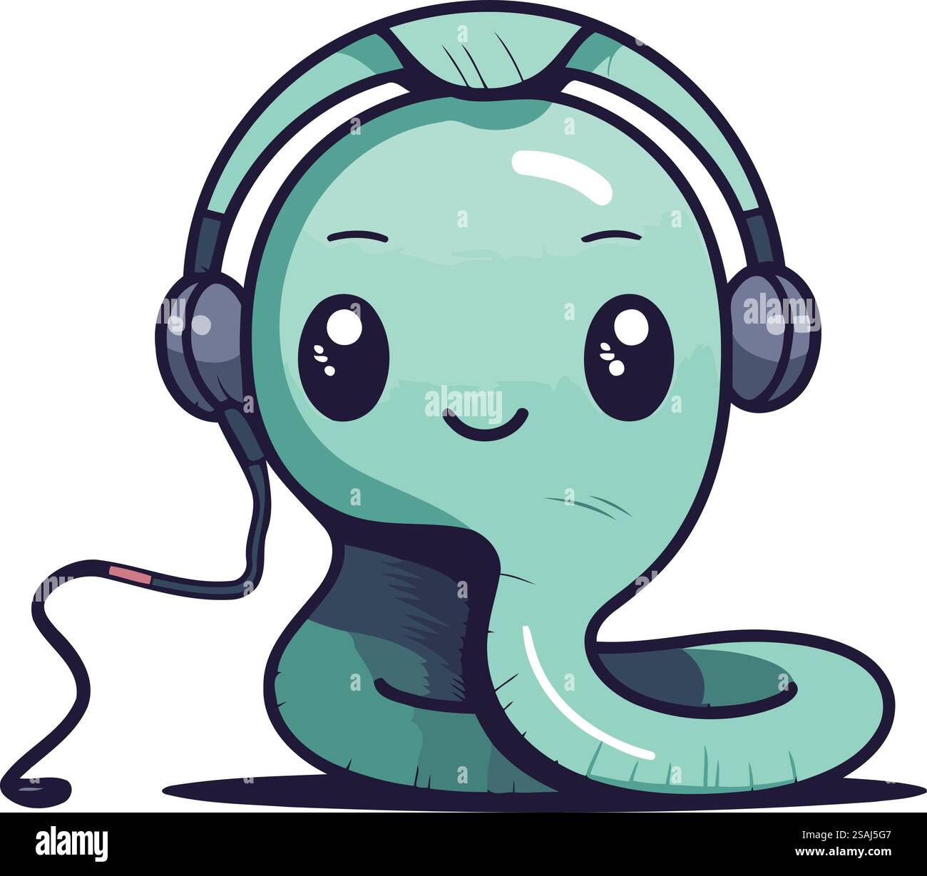 Cute cartoon octopus character with headphones and microphone. Vector ...