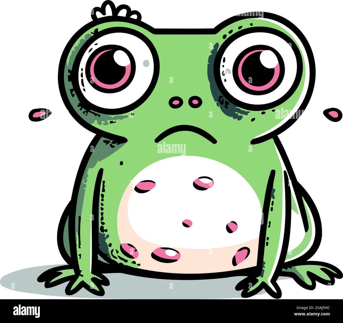 Frog with sad face. Vector illustration of a cartoon frog Stock Vector ...