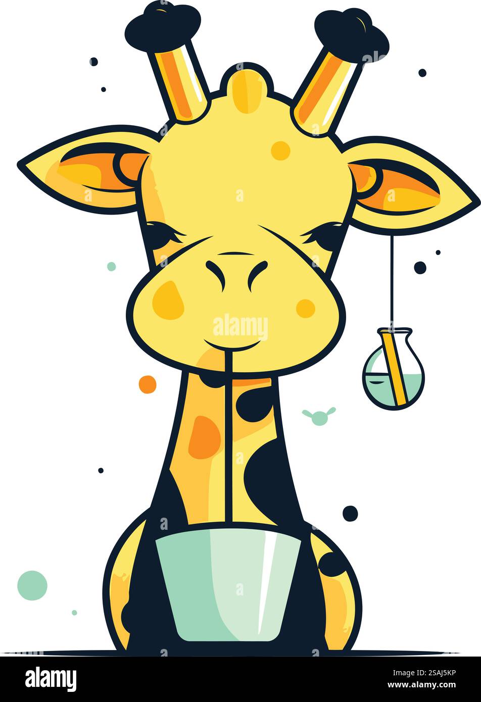 Cute giraffe with a cup of tea. Vector illustration Stock Vector Image ...