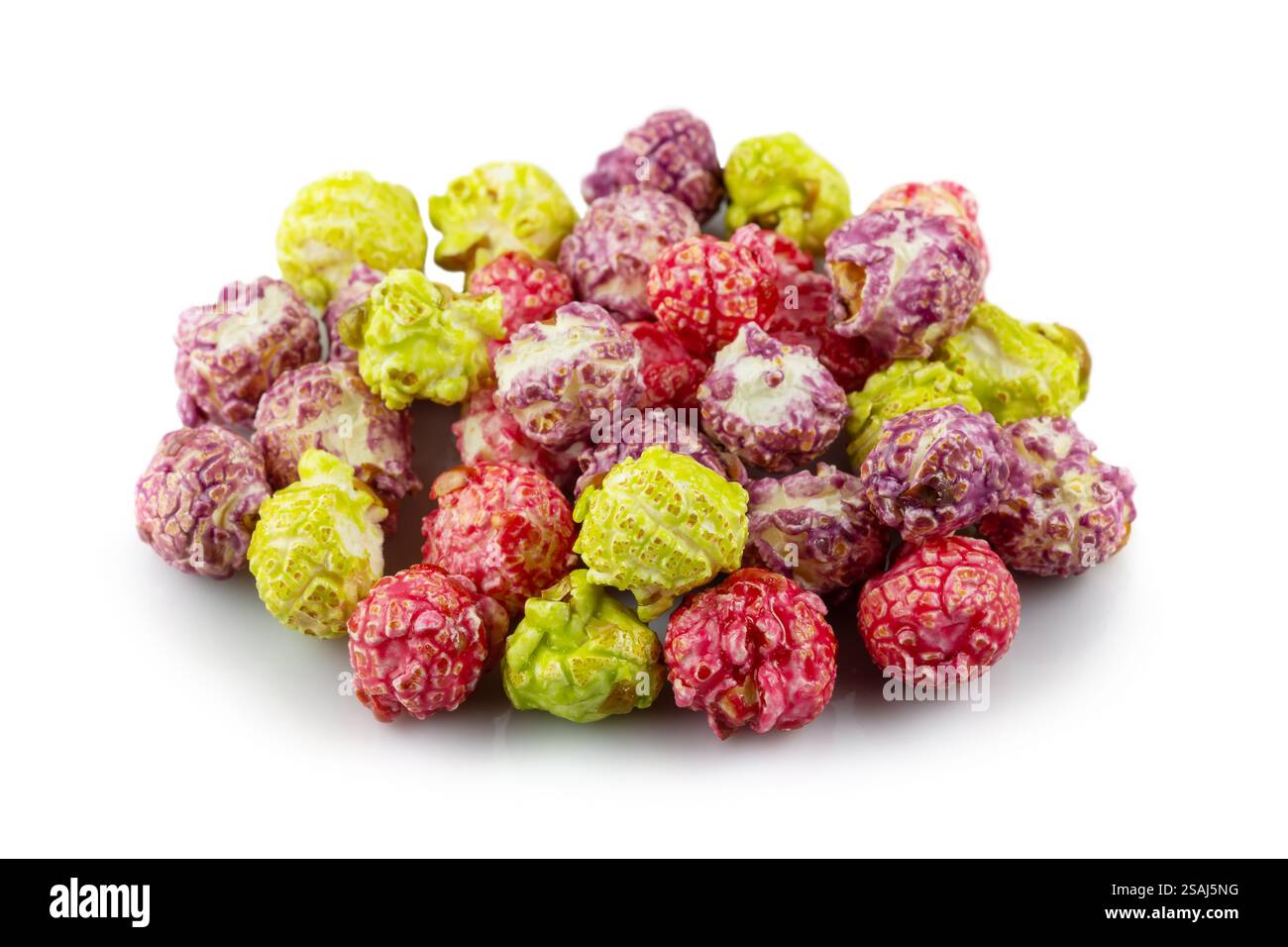 a pile colorful popcorn on white background Stock Photo - Alamy