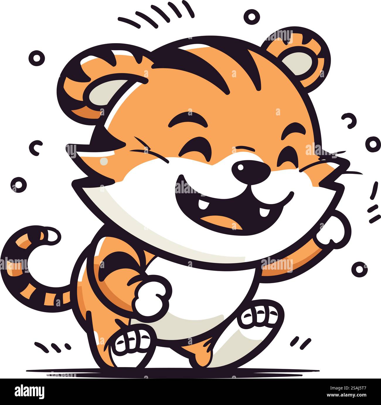 Cute cartoon tiger. Vector illustration. Isolated on white background ...