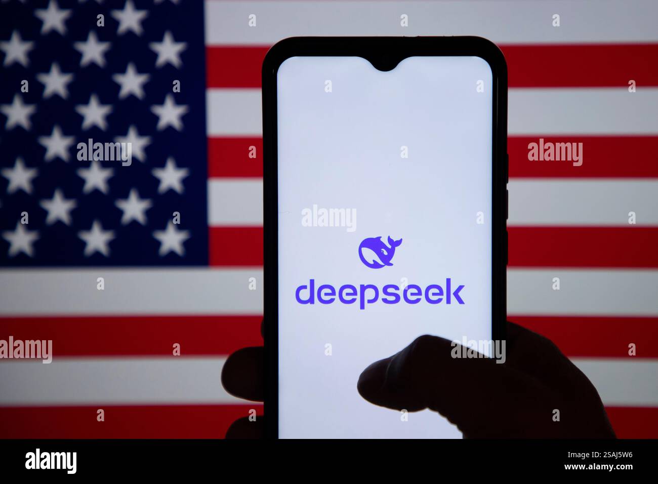 In this photo illustration, the DeepSeek logo is seen displayed on a ...