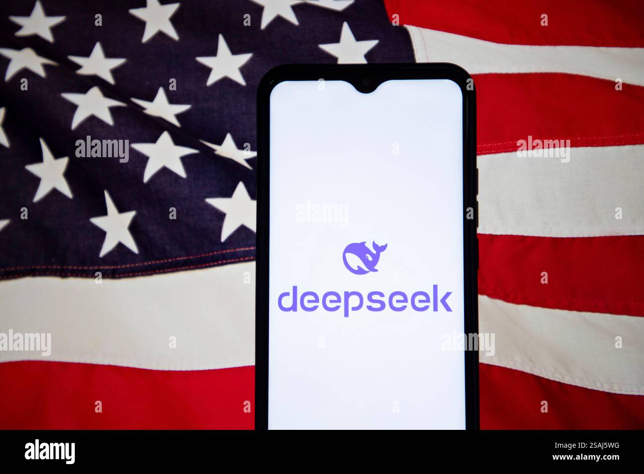 In this photo illustration, the DeepSeek logo is seen displayed on a ...