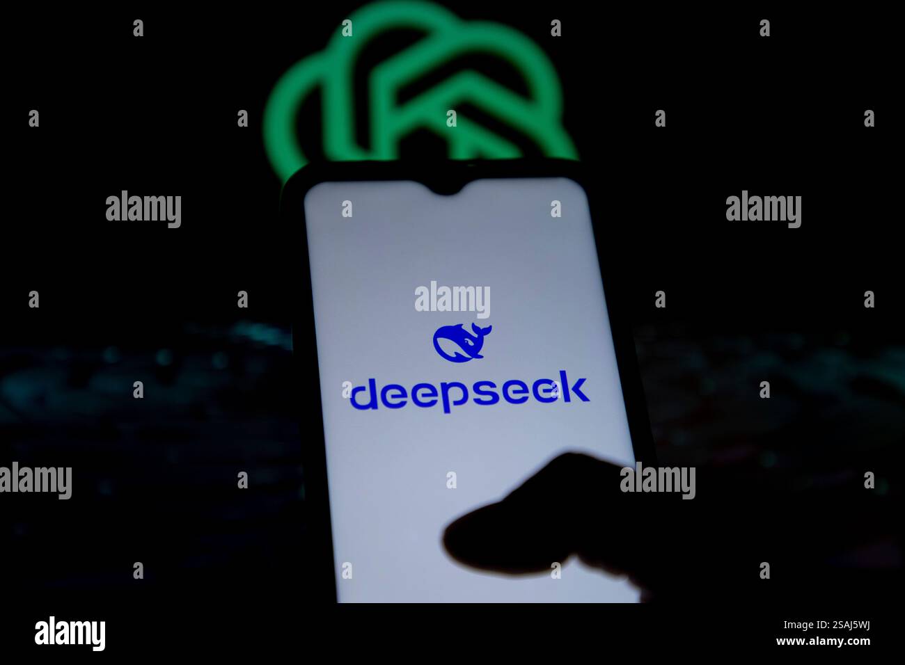In this photo illustration, the DeepSeek logo is seen displayed on a ...