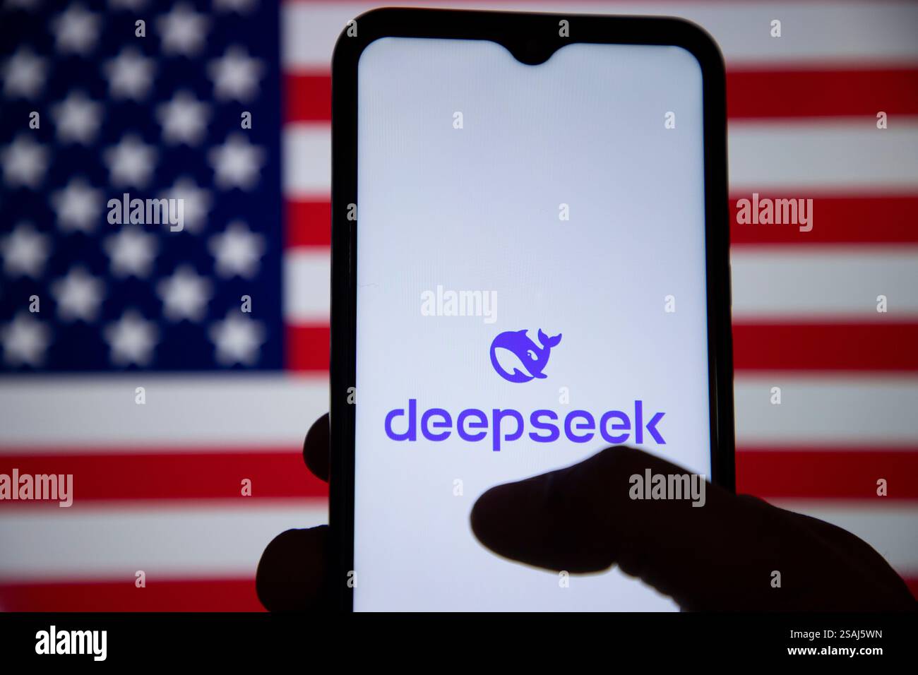 In this photo illustration, the DeepSeek logo is seen displayed on a ...
