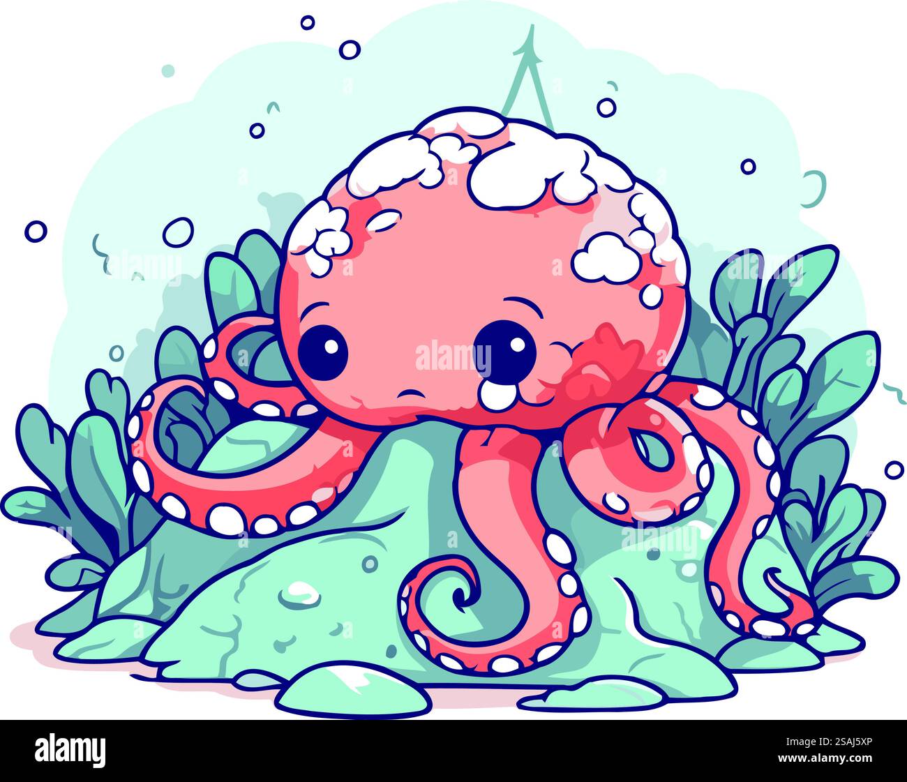 Cute octopus cartoon on a white background. Vector illustration Stock ...