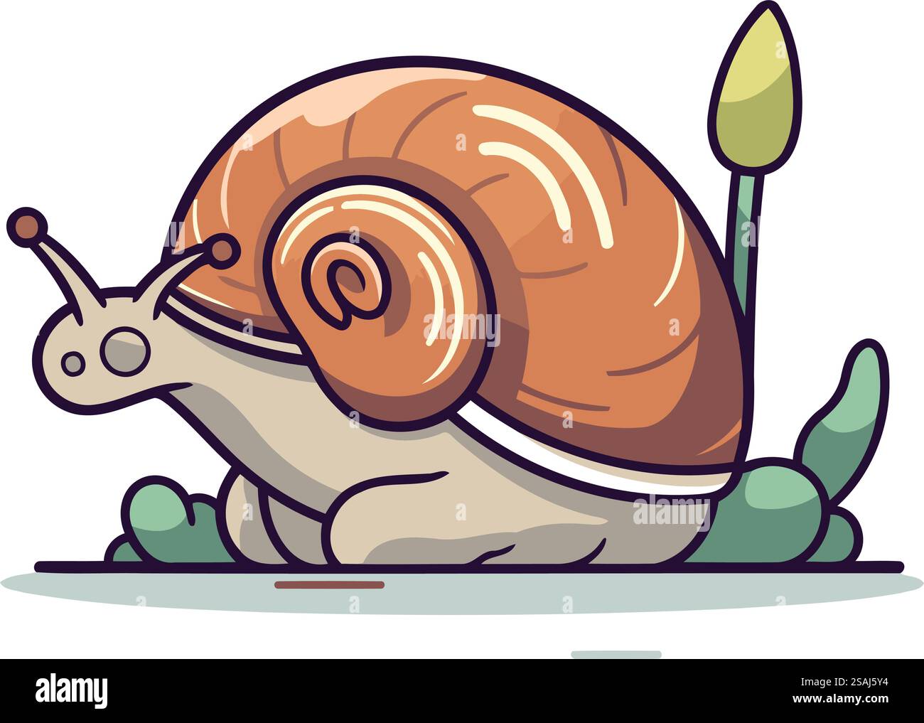 Snail cartoon vector illustration. Cute and funny snail character Stock ...