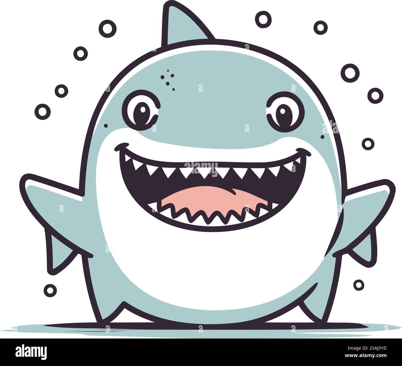 Shark vector illustration. Cute cartoon shark character with big teeth ...