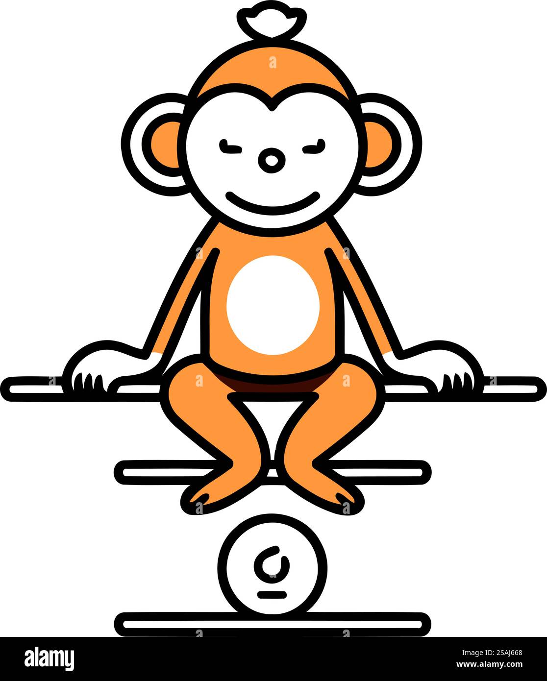 Cute cartoon monkey sitting on the seesaw. Vector illustration Stock ...