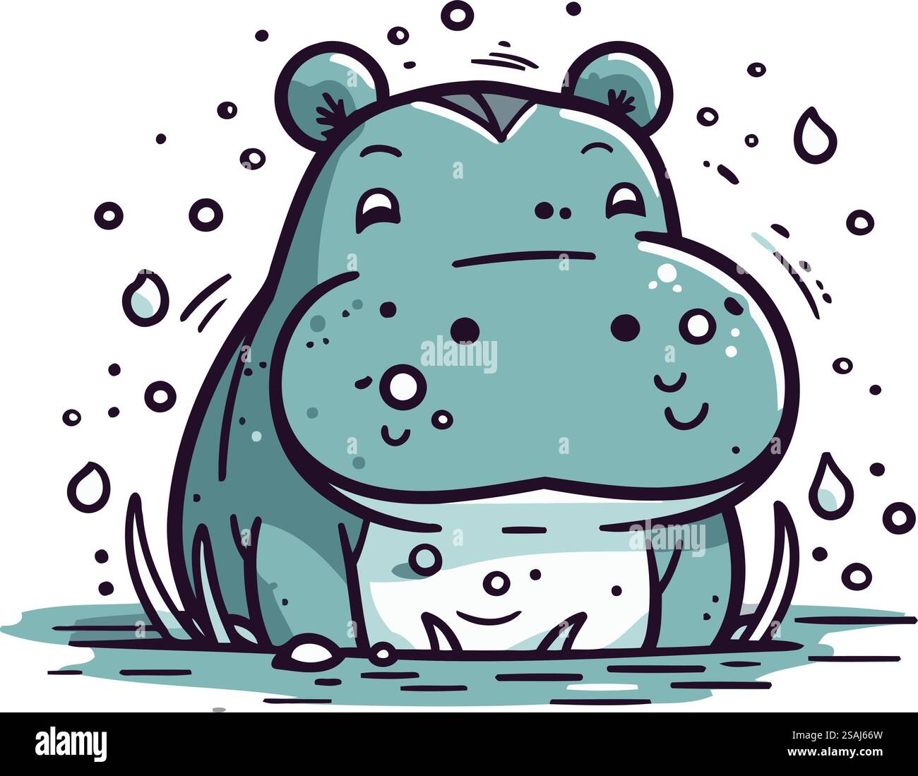 Cute hippopotamus. Vector illustration of a cartoon animal Stock Vector ...