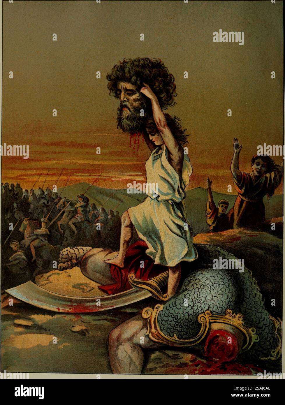 David raises the head of Goliath, Gustave Doré's illustration (1866 ...