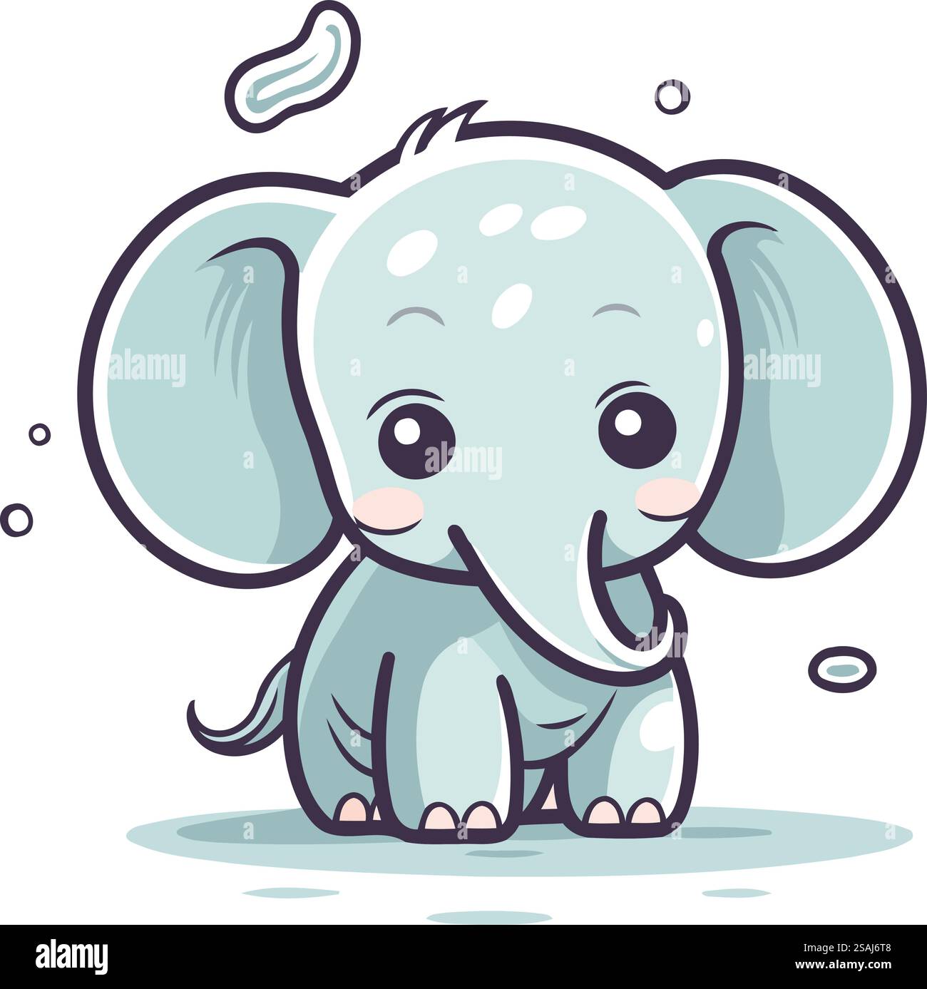 Cute baby elephant. Vector illustration. Isolated on white background ...