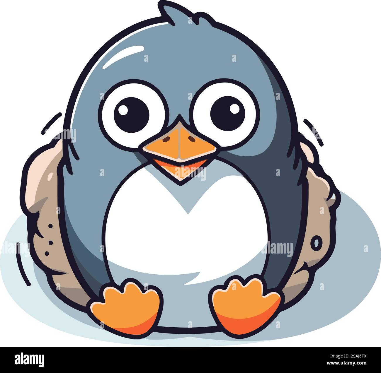 Cute penguin sitting in nest isolated on white background. Vector ...