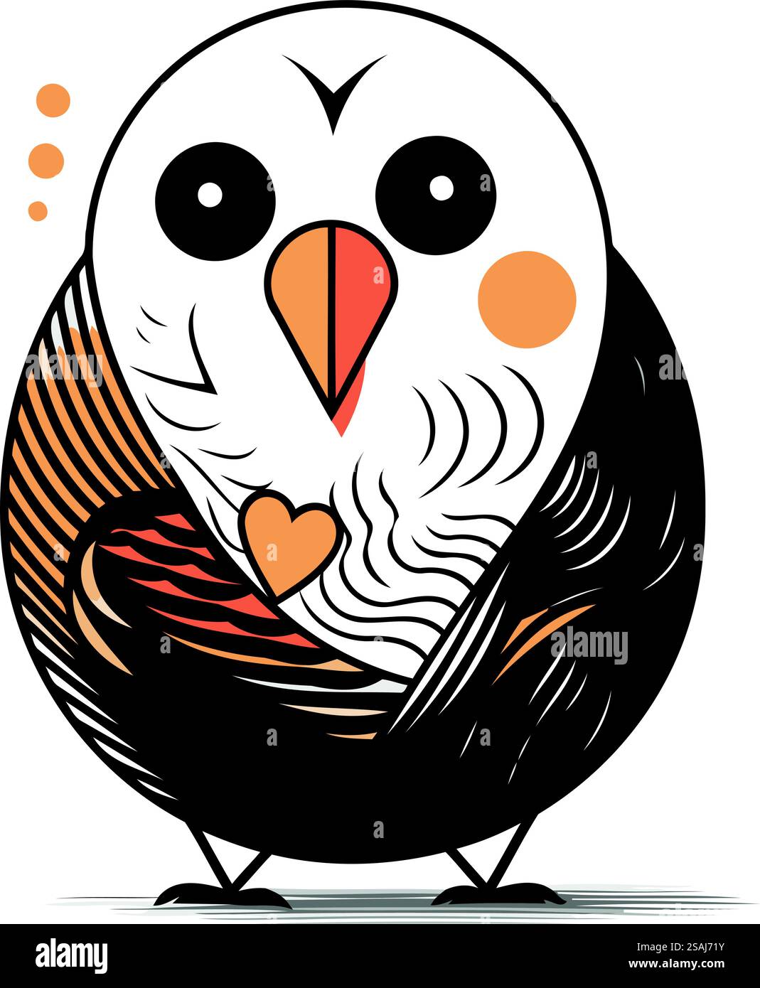Cute cartoon owl with heart in its beak. Vector illustration Stock ...