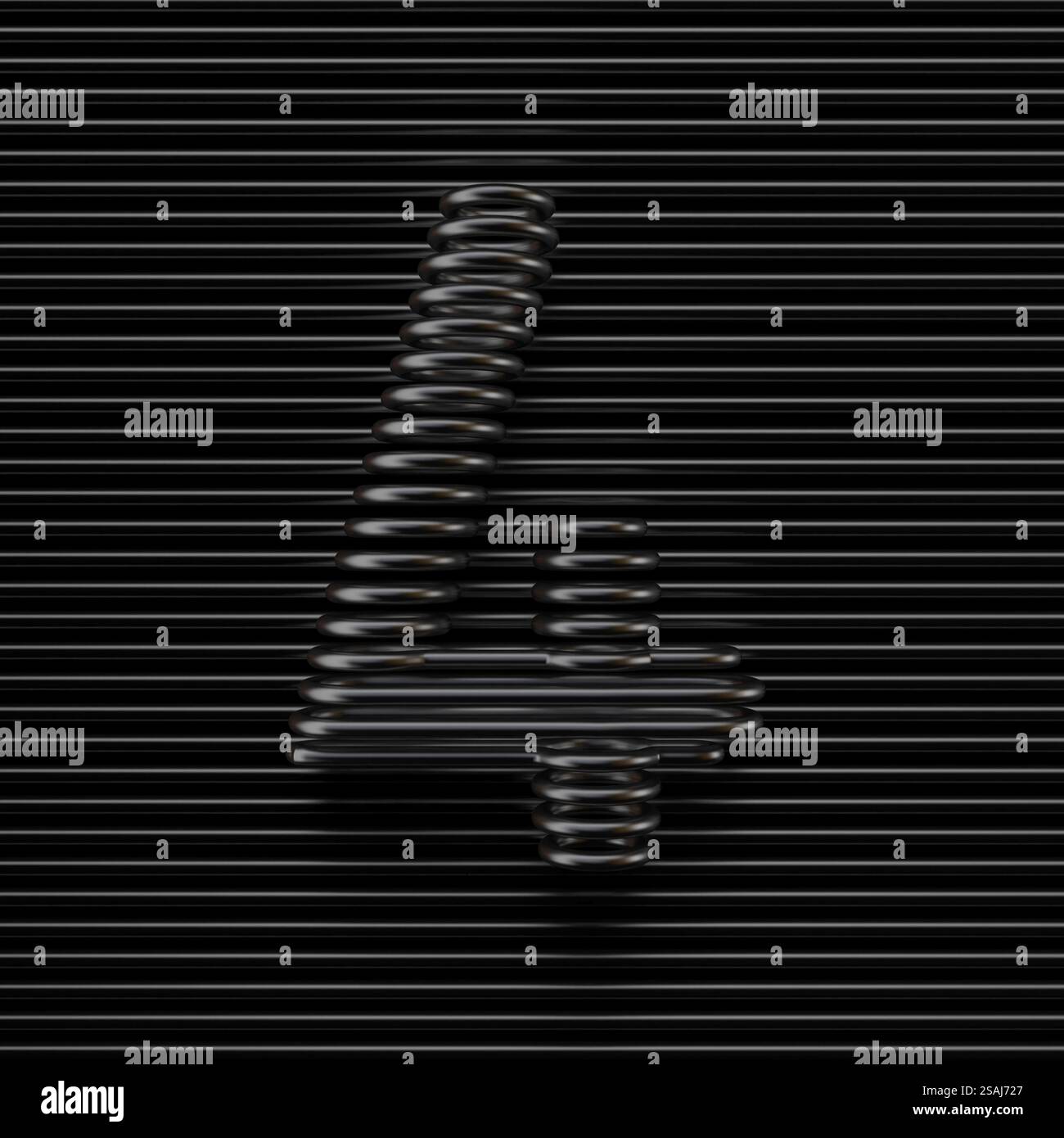 Black wire font Number 4 FOUR 3D rendering illustration on black ...