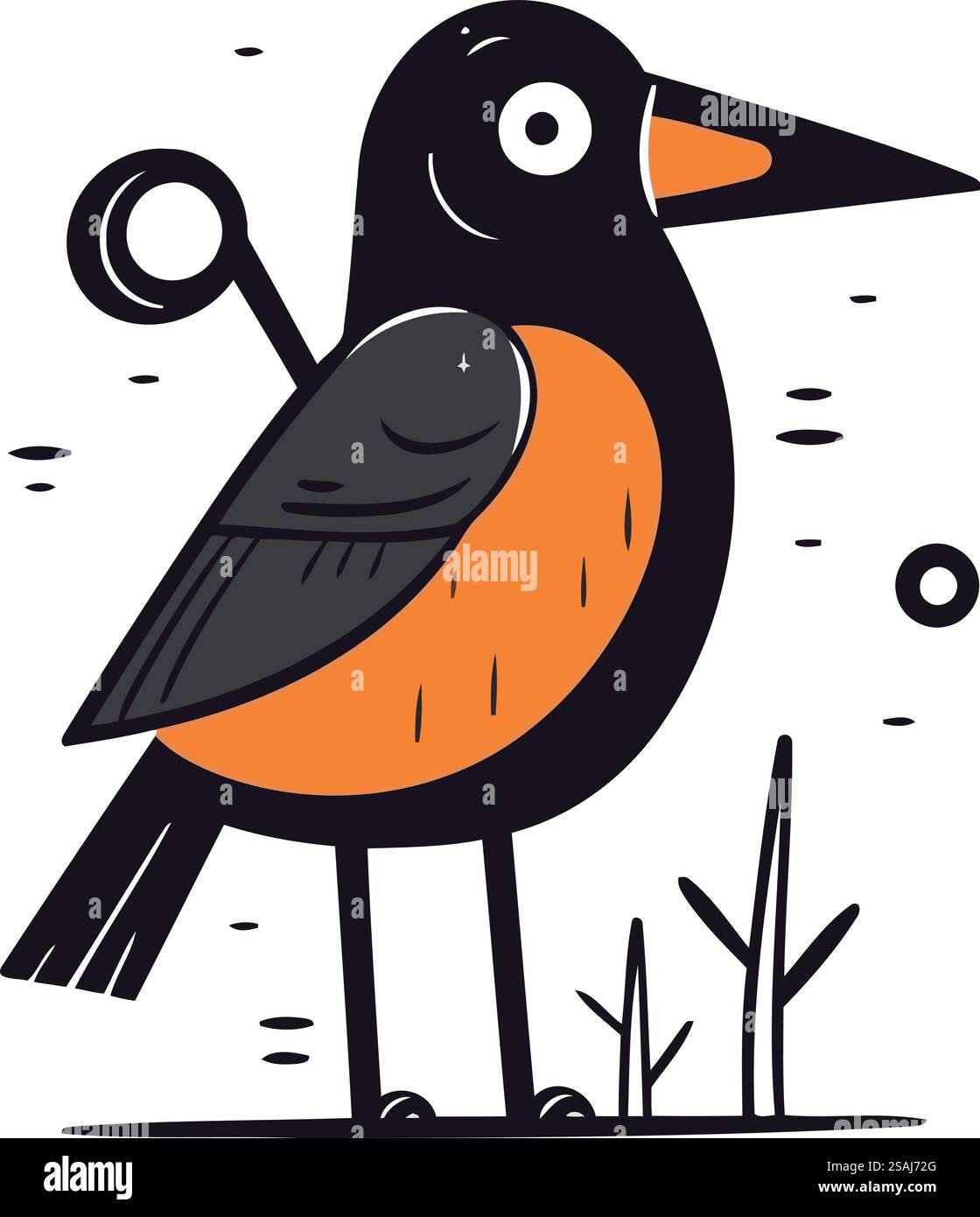 Cute cartoon crow with a key. Hand drawn vector illustration Stock ...