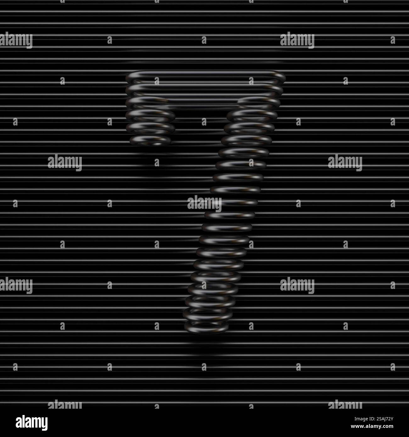 Black wire font Number 7 SEVEN 3D rendering illustration on black ...