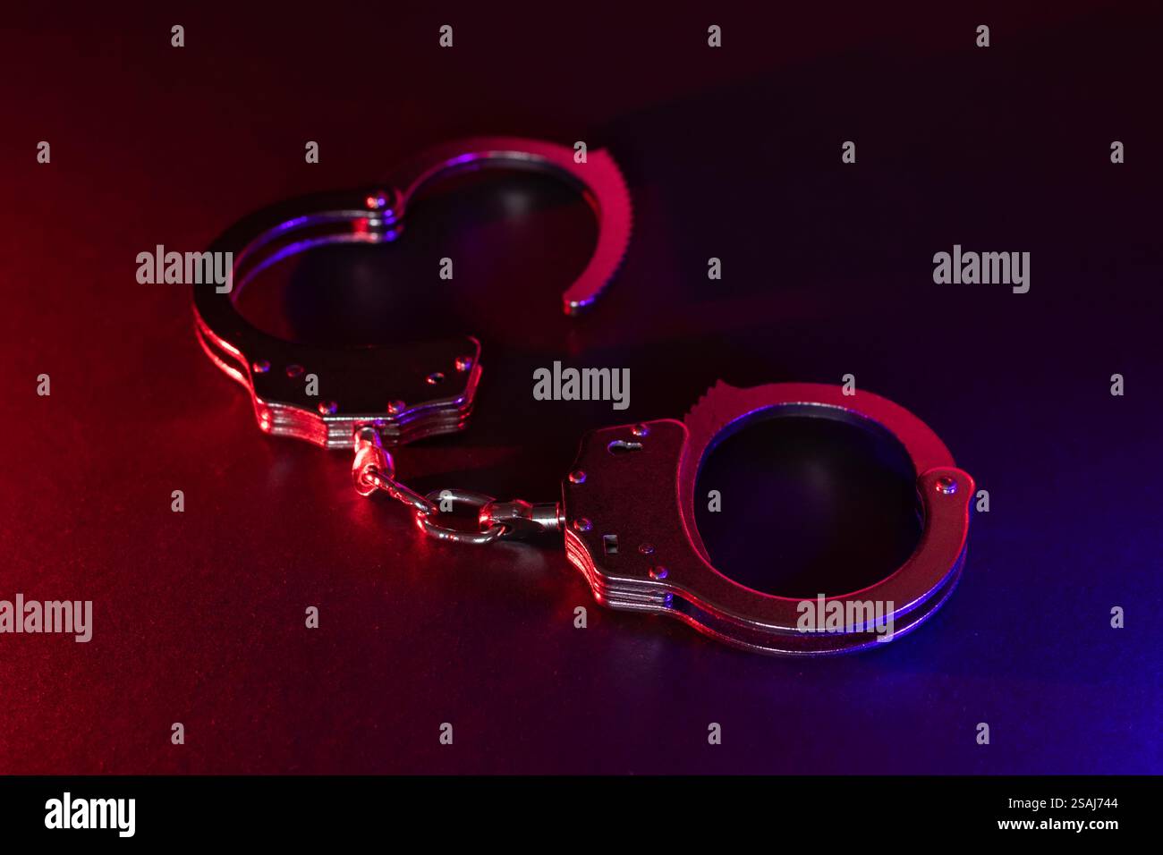 Police raid at night and you are under arrest concept. Silhouette of ...