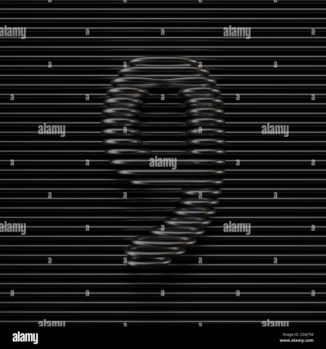 Black wire font Number 9 NINE 3D rendering illustration on black ...