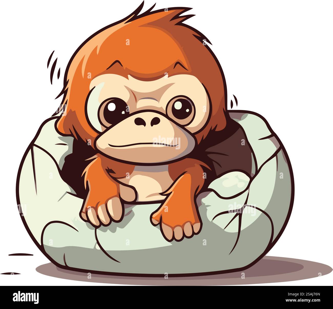 Vector illustration of a cute cartoon orangutan in a pot Stock Vector ...