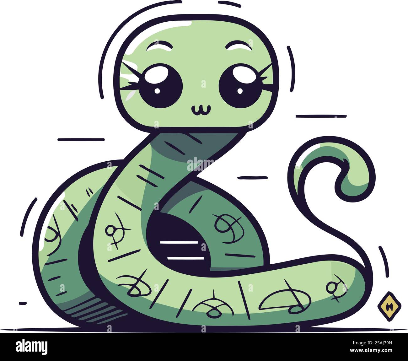 Cute cartoon snake. Vector illustration. Isolated on white background ...