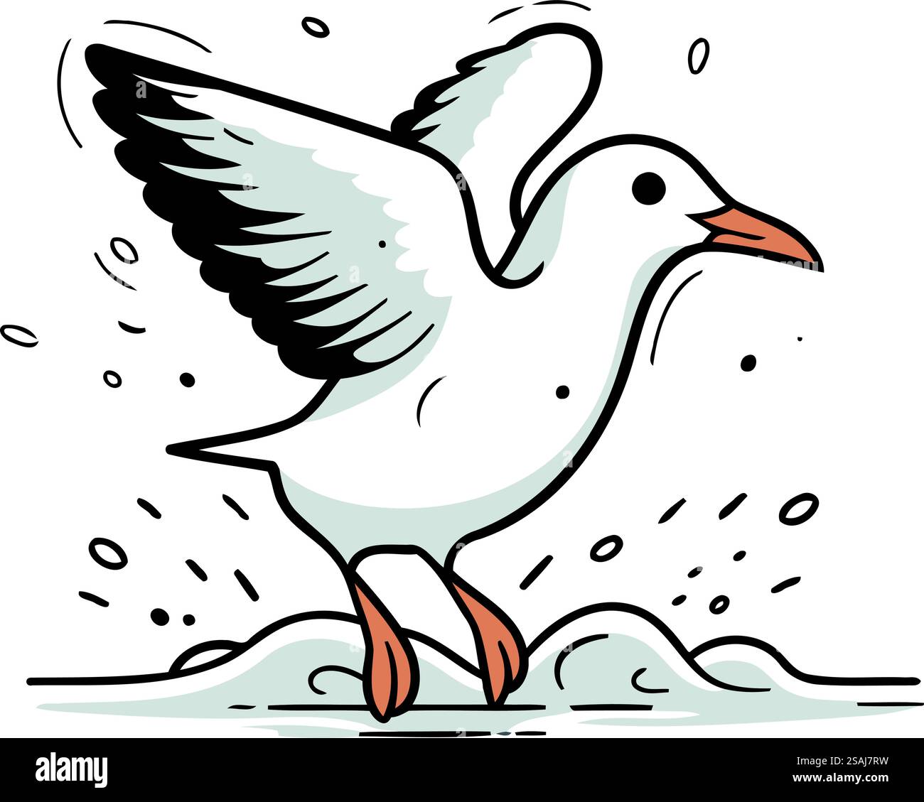 Flying seagull. Vector illustration. Isolated on white background Stock ...