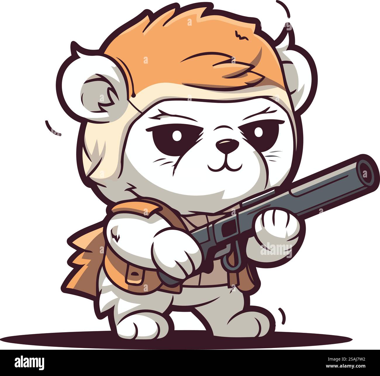 Panda with a gun. Cute cartoon animal. Vector illustration Stock Vector ...