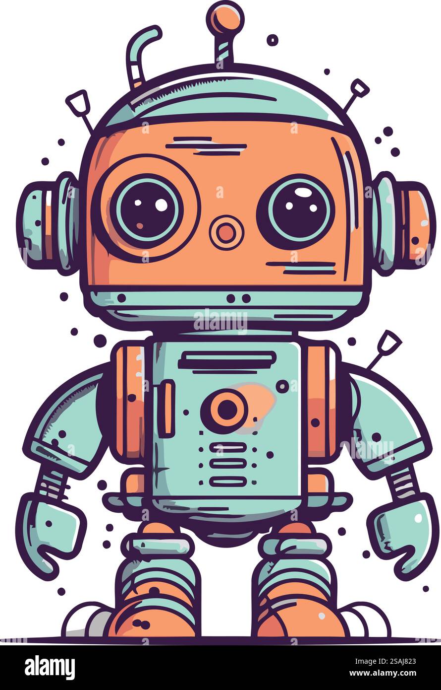 Cute cartoon robot. Vector illustration of a cute little robot Stock ...