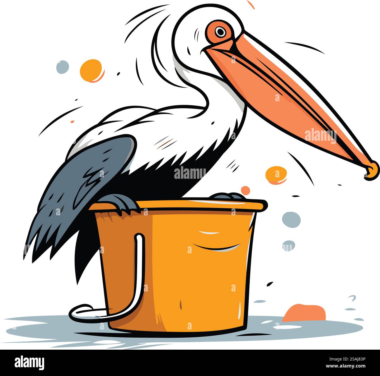 Pelican in bucket. Vector illustration of a pelican Stock Vector Image ...