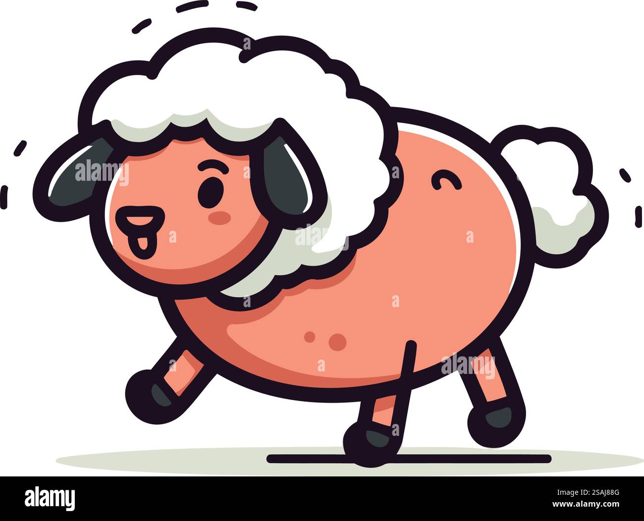 Cute sheep running. Vector illustration in a flat cartoon style Stock ...
