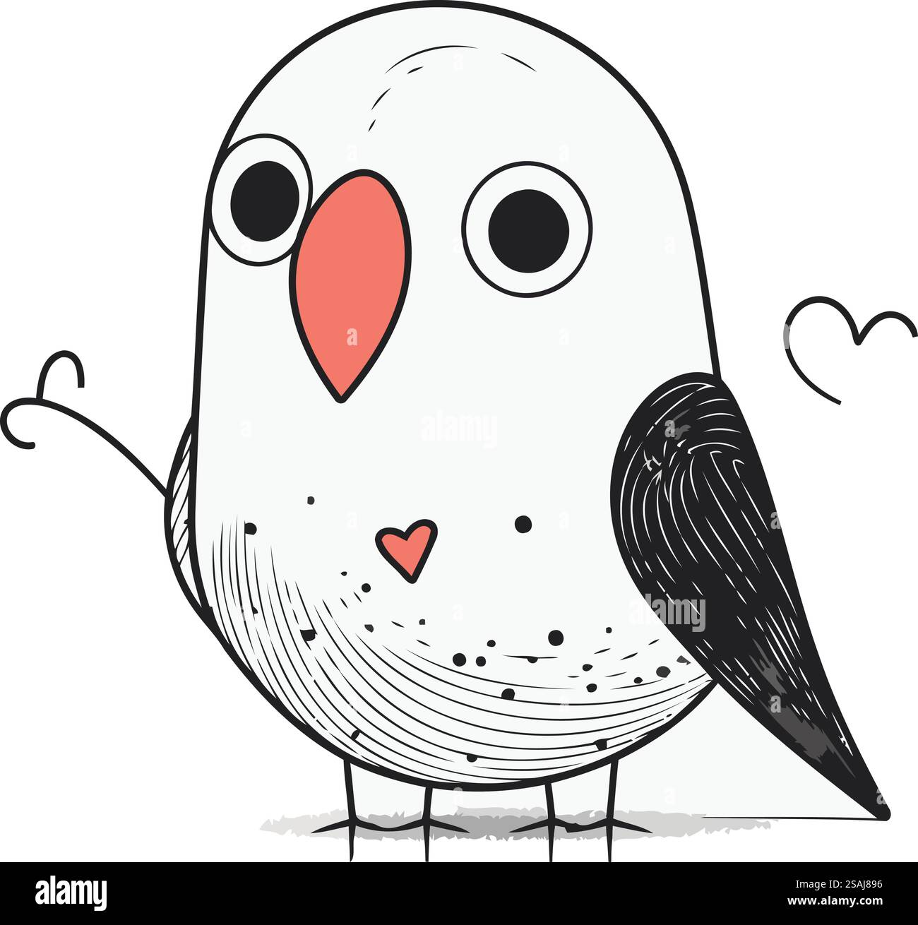 Cute cartoon parakeet. Hand drawn vector illustration isolated on white ...