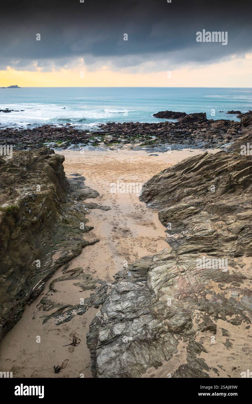 Little Fistral. A small secluded rocky cove on the Headland in Newquay ...