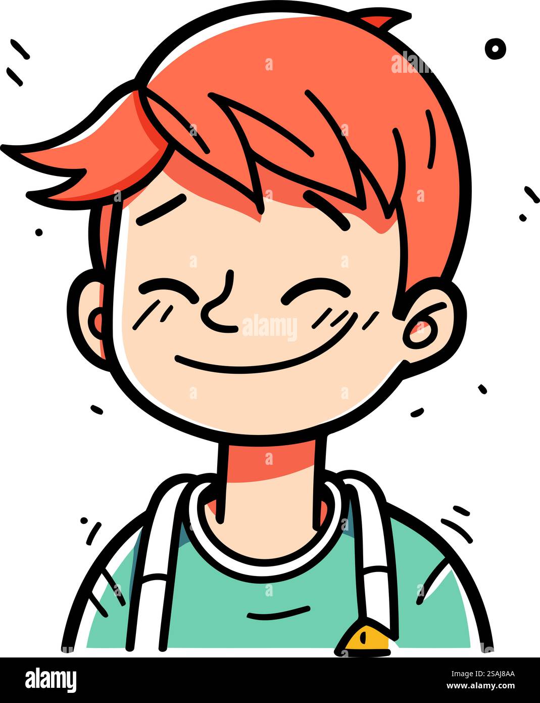 Cute cartoon boy smiling. Vector illustration in a linear style Stock ...