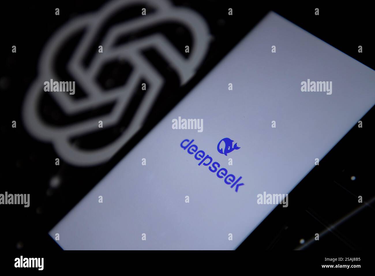 In this photo illustration, the DeepSeek logo is seen displayed on a ...
