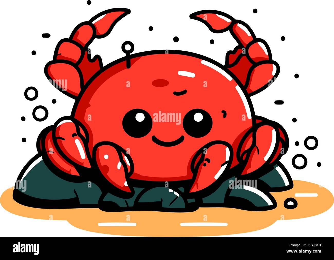 Cute cartoon crab character vector illustration. Cute crab mascot Stock ...