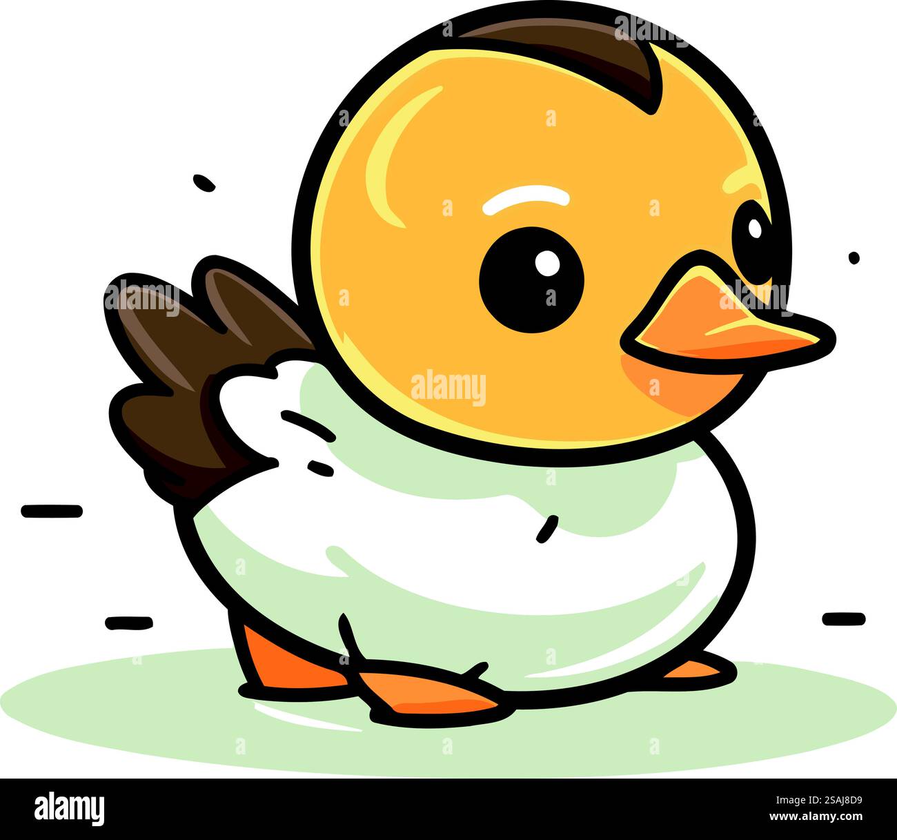 Cartoon cute little duck. Vector illustration isolated on white ...