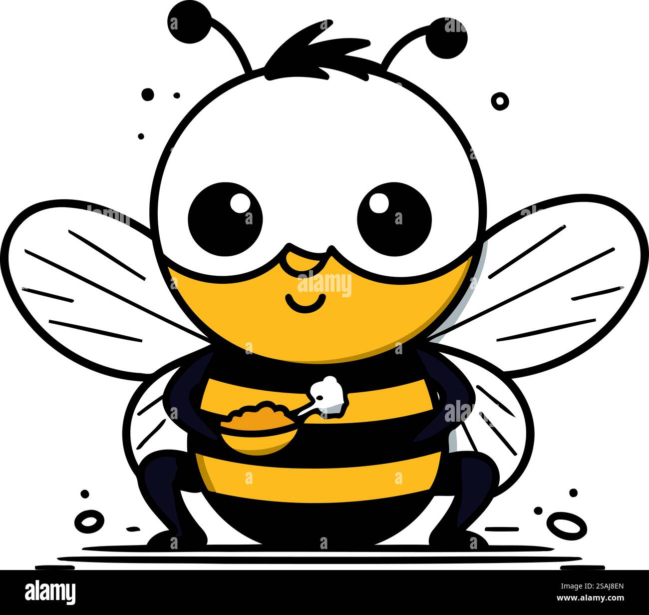 Cute cartoon bee. Vector illustration. Isolated on white background ...