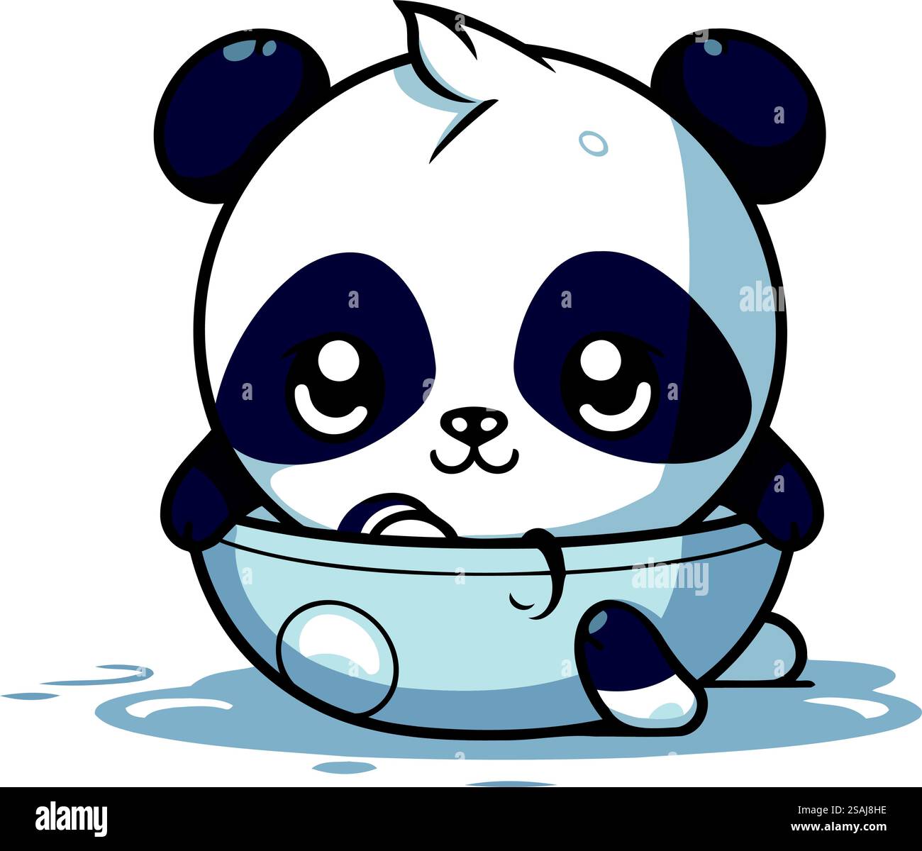 Cute panda with a bowl of food. Vector illustration Stock Vector Image ...
