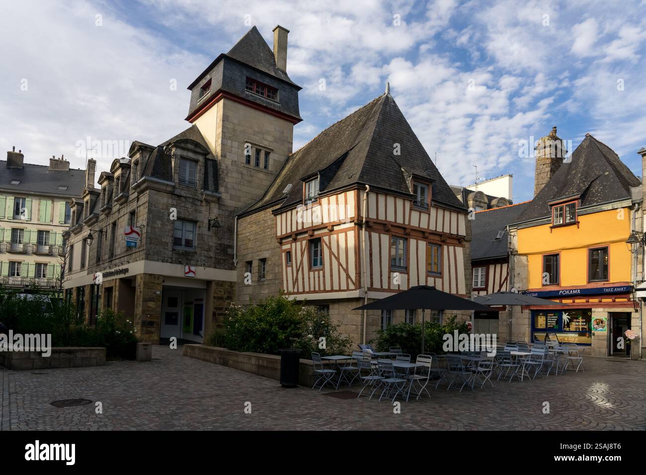 QUIMPER, FRANCE - AUGUST 28, 2022: Old town (Terre au Duc square) of ...