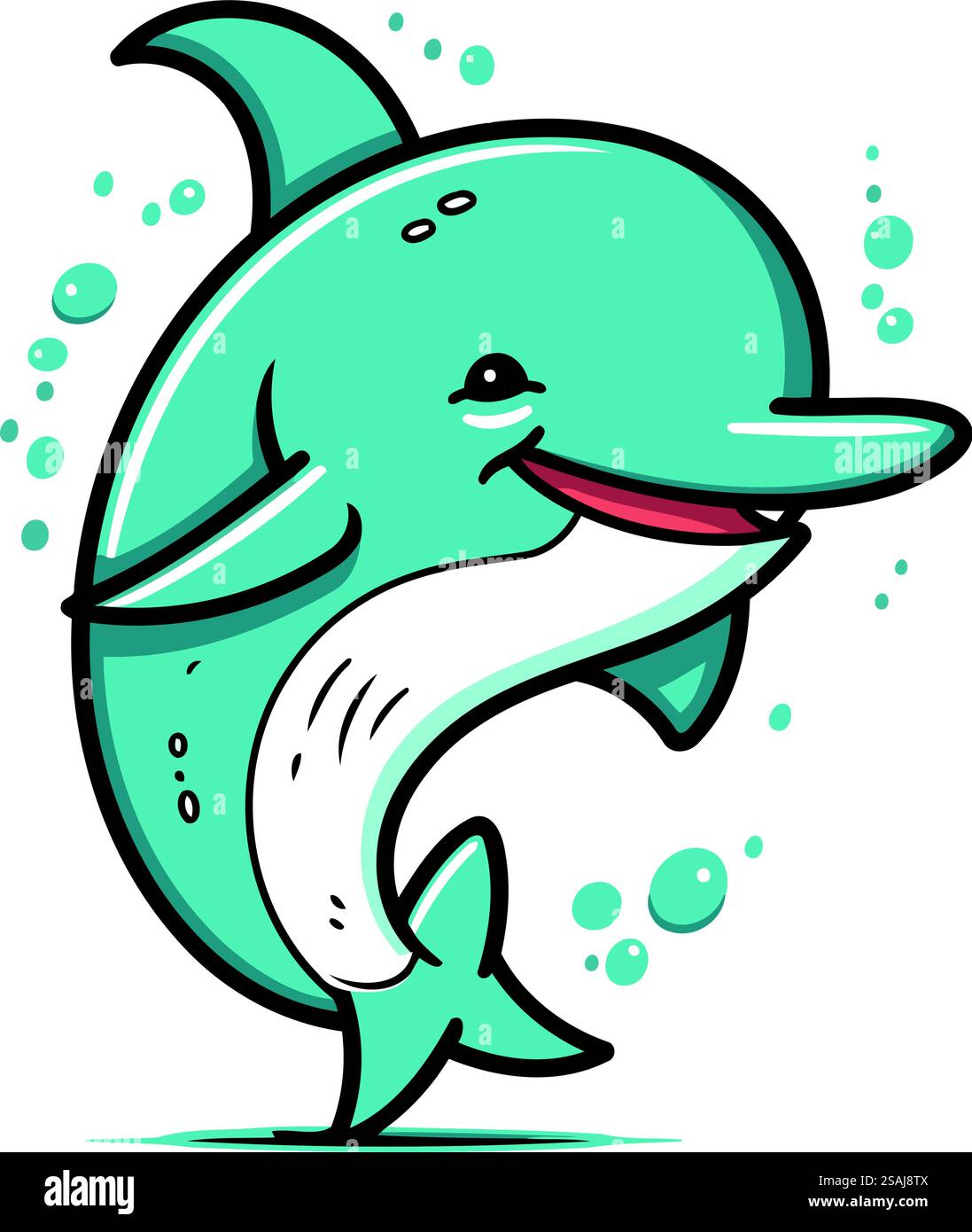 Cute dolphin. Vector illustration. Isolated on white background Stock ...