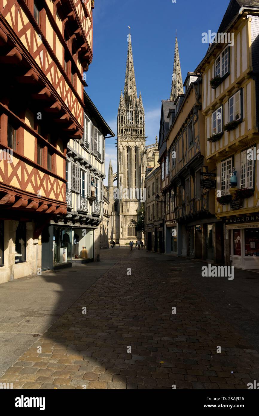 QUIMPER, FRANCE - AUGUST 28, 2022: Old town (Rue Kereon) of the ...
