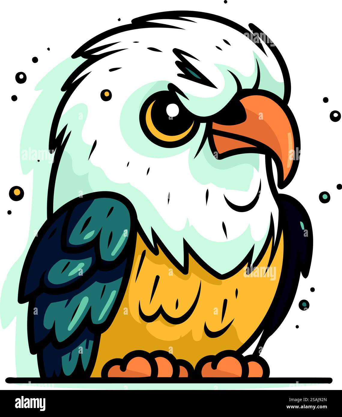 Cute cartoon illustration of a bald eagle. Vector clip art Stock Vector ...