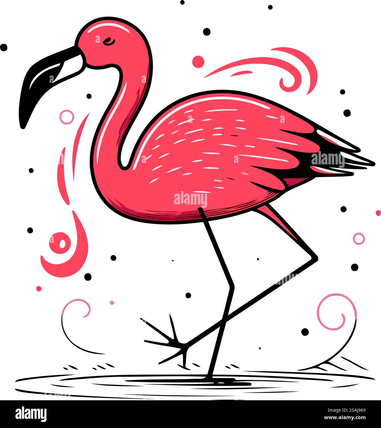 Flamingo. Hand drawn vector illustration. Isolated on white background ...