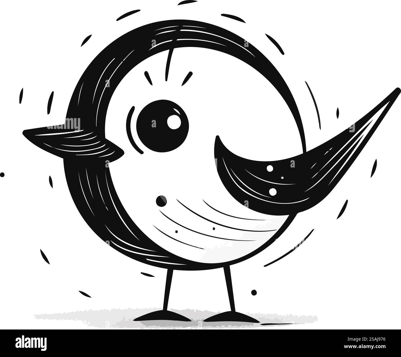 Funny bird. Hand drawn vector illustration. Isolated on white ...