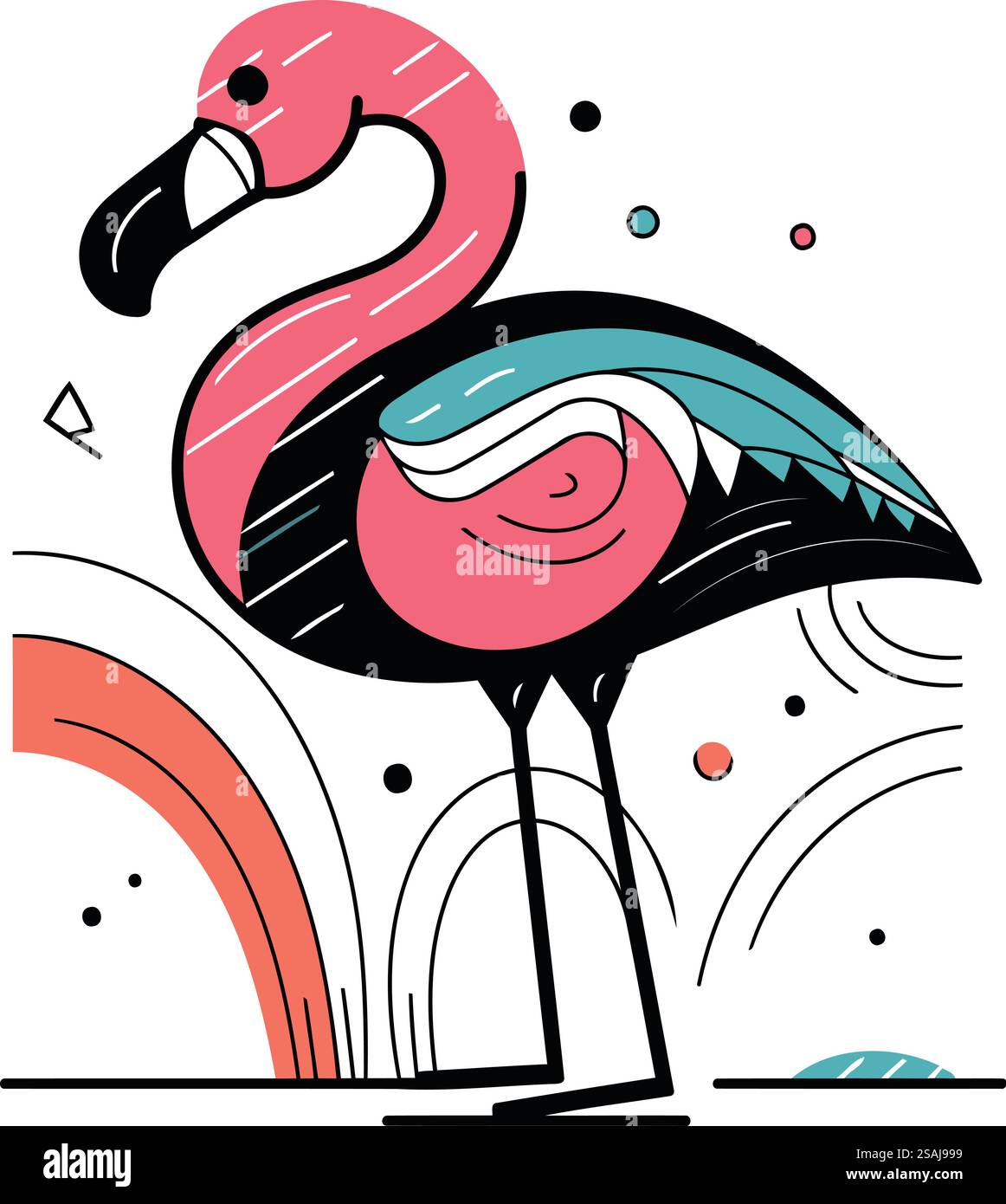 Flamingo. Hand drawn vector illustration in doodle style Stock Vector ...