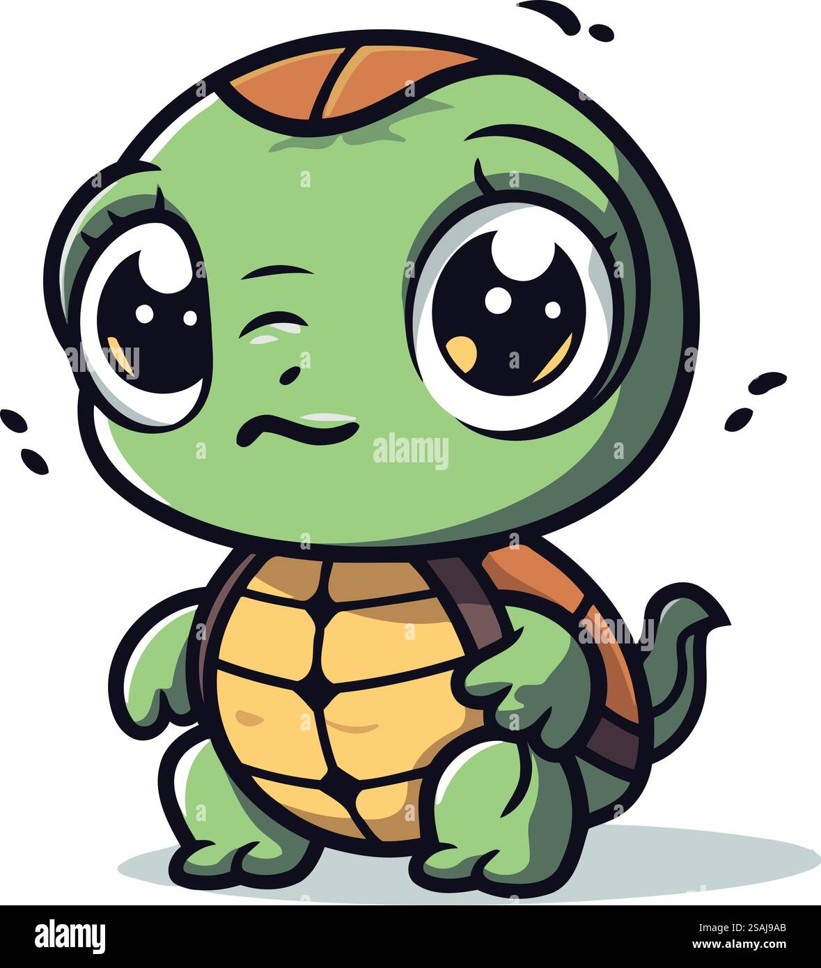 Cute little turtle cartoon character. Vector illustration. Isolated on ...
