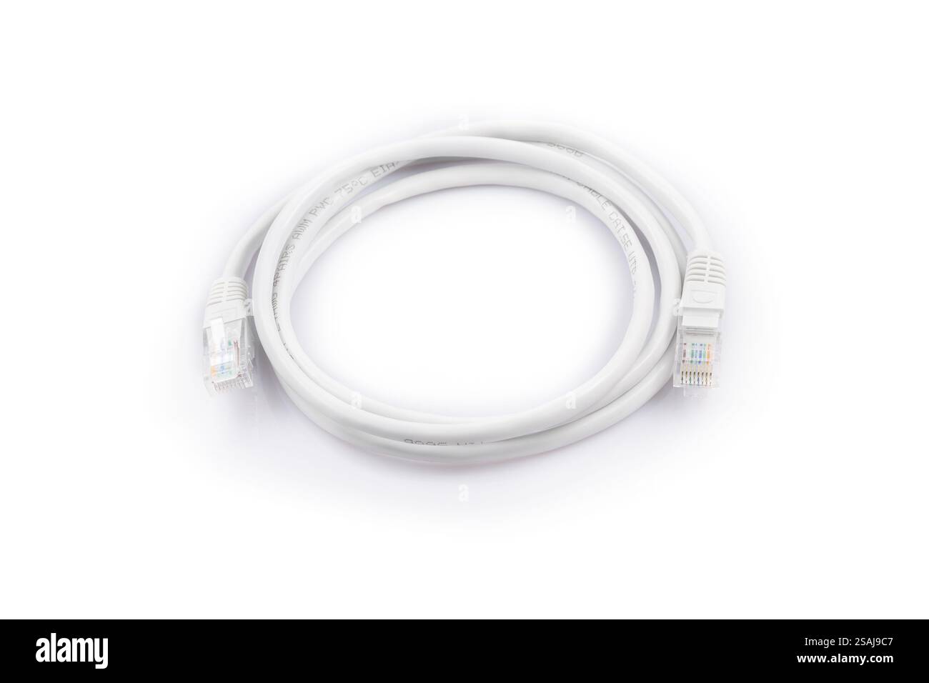 LAN patch cord of white color on a white background Stock Photo - Alamy